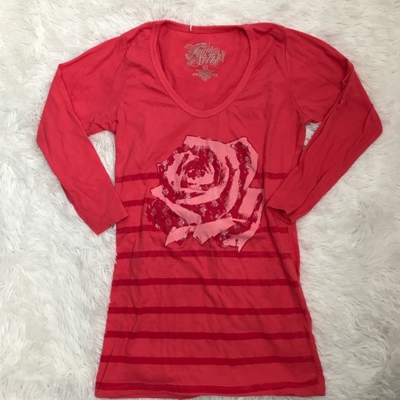 Tops | 425 Cute Red Rose Shirt With 34 Sleeve | Poshmark